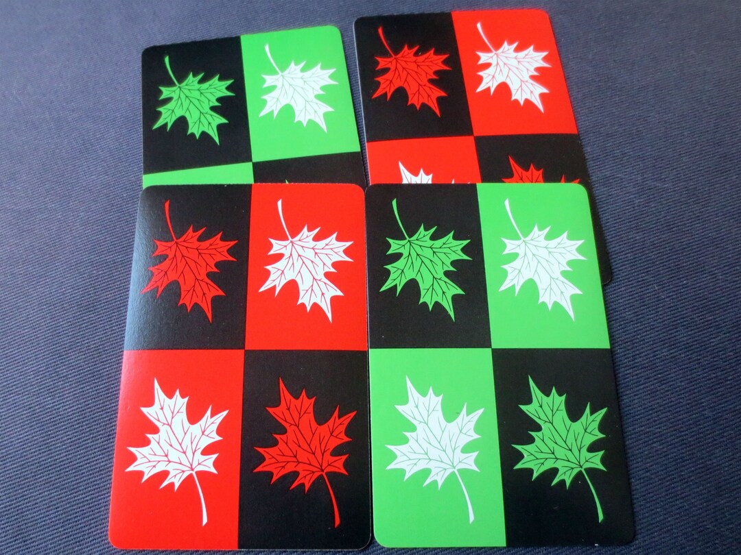4 Maple Leaf Vintage Playing Cards, 2 Red, 2 Green - Etsy