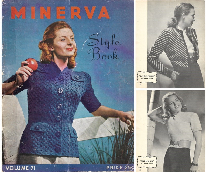 Vintage 1940s Knitting Pattern Booklet | 1946 Minerva Style Book Vol 71 ...