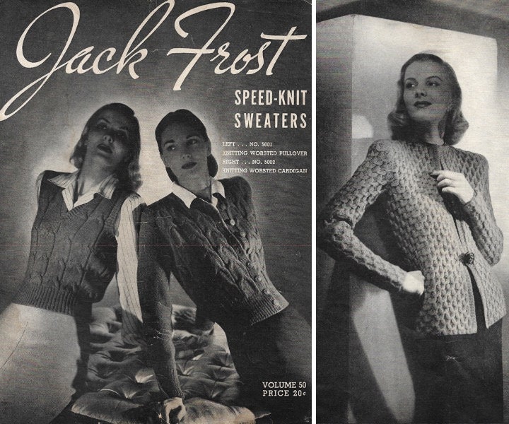 Vintage 1940s Knitting Pattern Booklet | 1946 Jack Frost Speed-knit ...