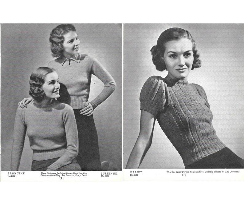 Vintage 1930s Knitting Pattern Booklet 1937 Jack Frost Blouse Book Vol ...