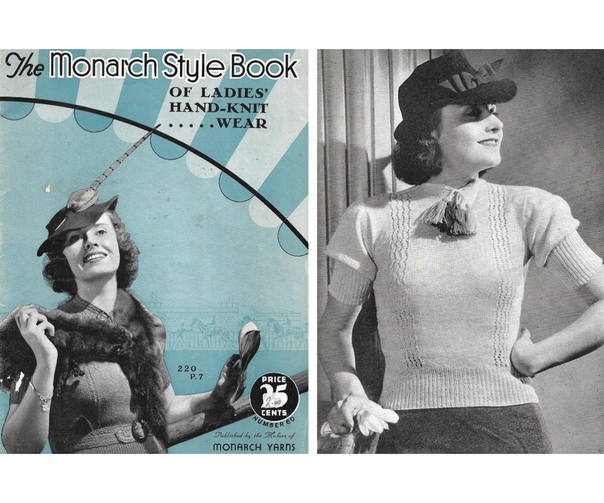 Vintage 1930s Knitting Pattern Booklet 1937 Monarch Style Book No 60 ...