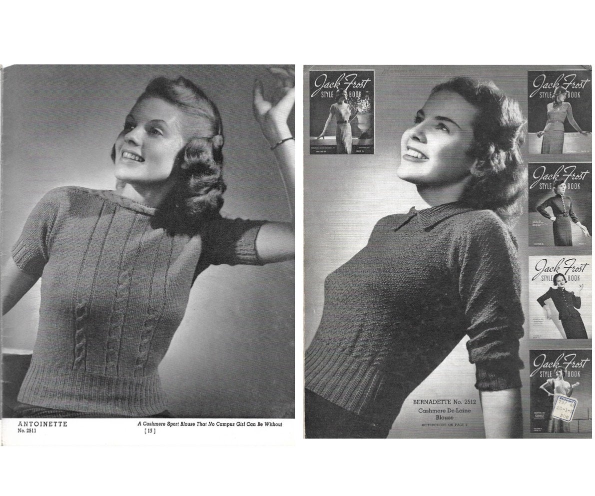 Vintage 1930s Knitting Pattern Booklet 1937 Jack Frost Blouse Book Vol ...