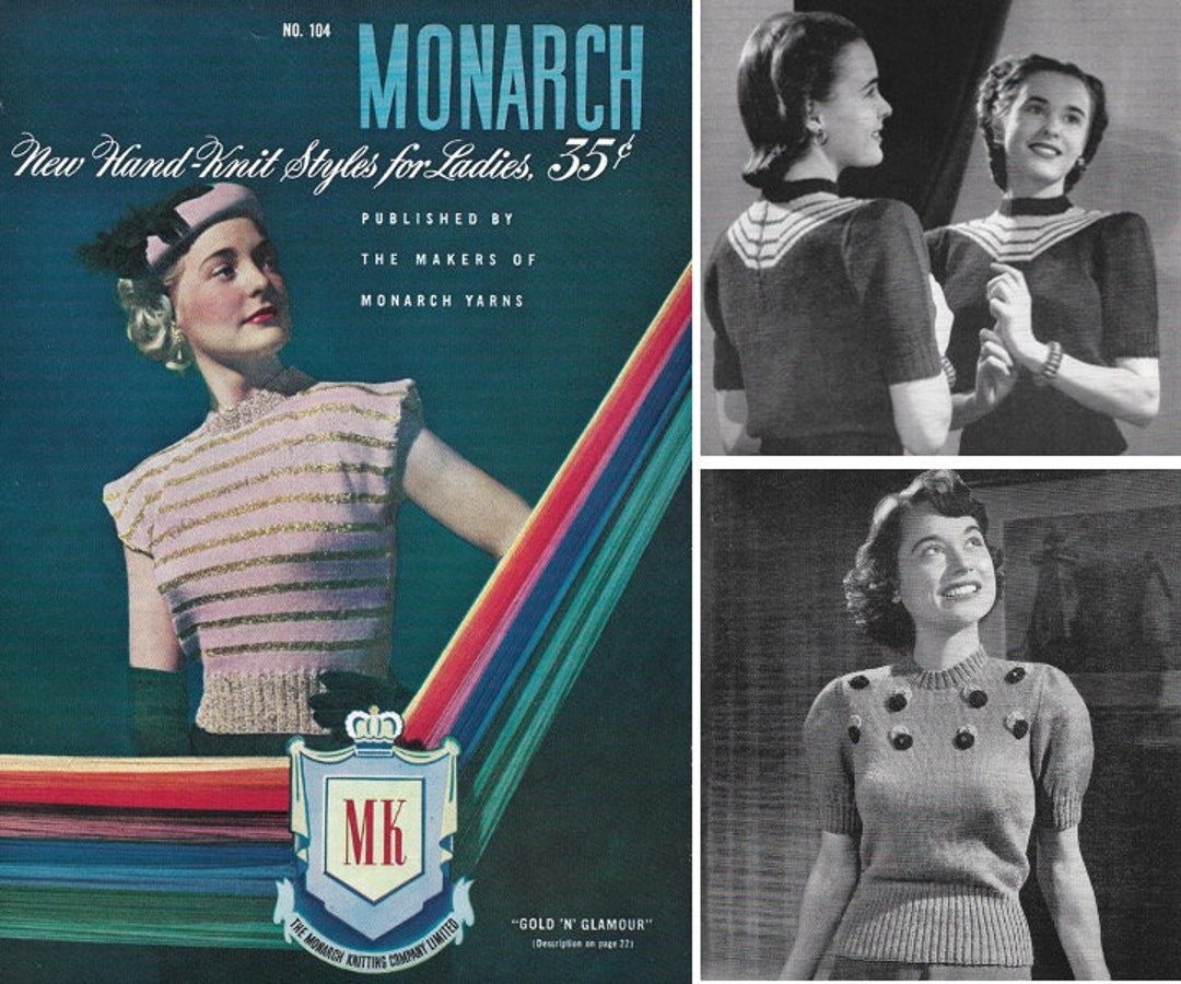 Vintage 1940s Knitting Pattern Booklet | Monarch Knitting Company No. 104 | 40s Knitting ...