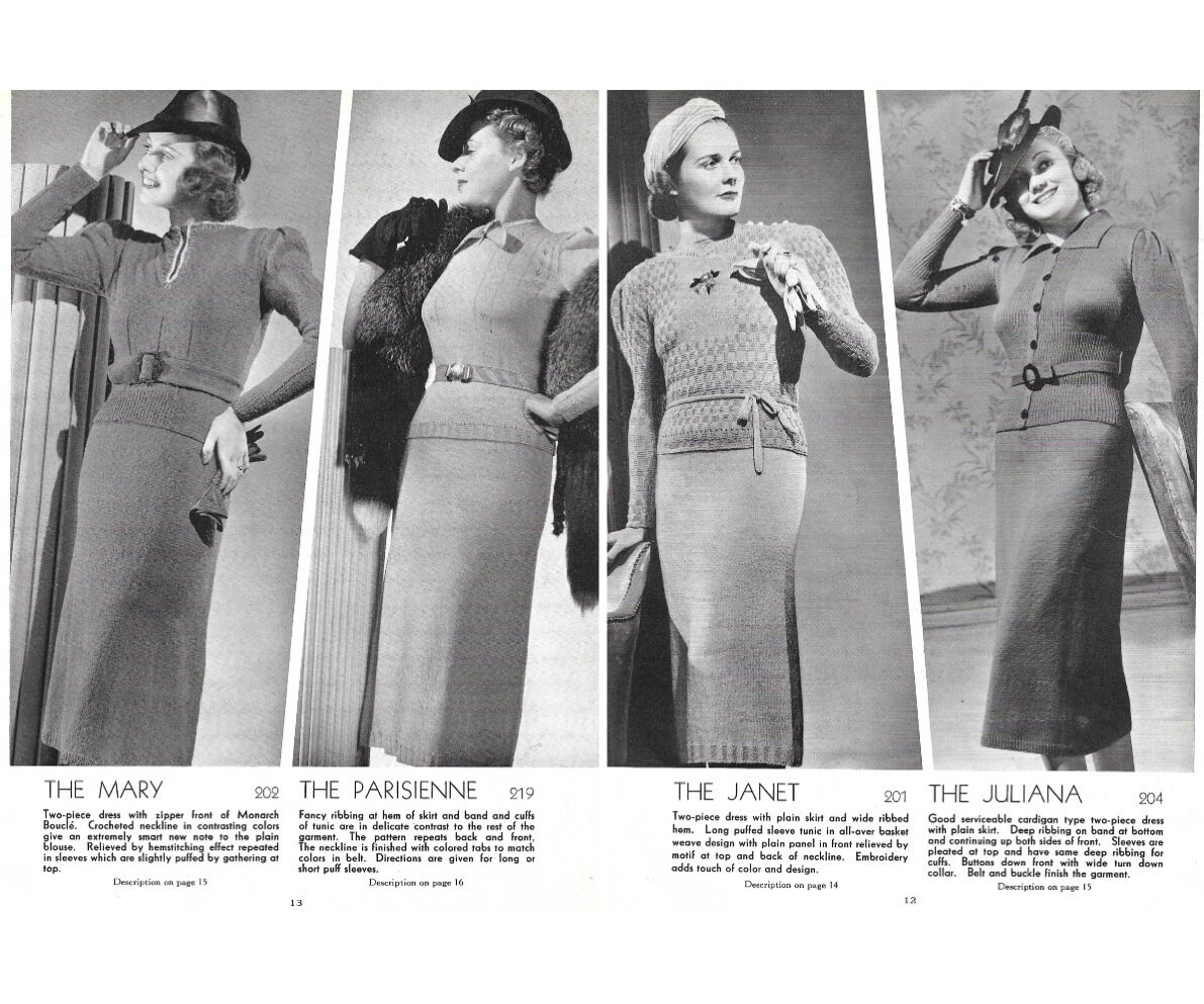 Vintage 1930s Knitting Pattern Booklet 1937 Monarch Style Book No 60 ...