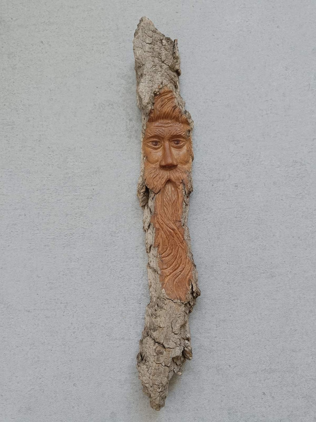 Wood Spirit Face Carving Sculpture, Rustic Home Decor Handmade ...