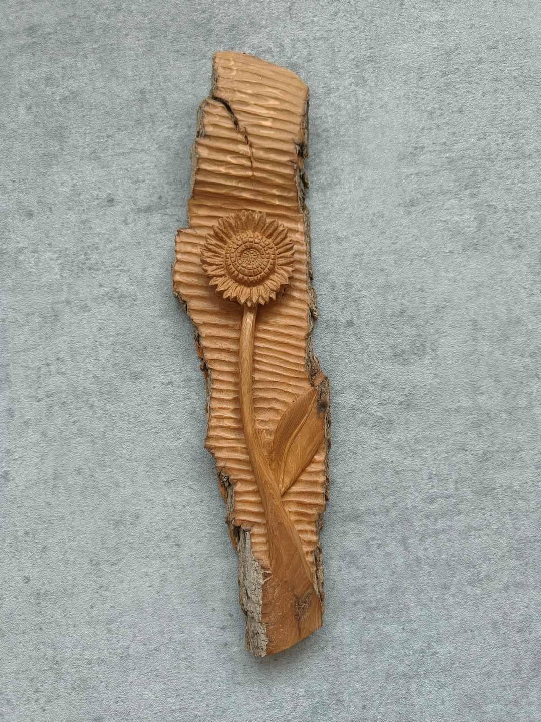 Wooden Sunflower, Carving Sculpture, Rustic Home Decor Handmade ...