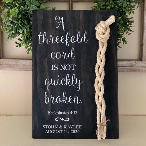 Cord of Three Strands Sign A Threefold Cord Sign Ecclesiastes - Etsy
