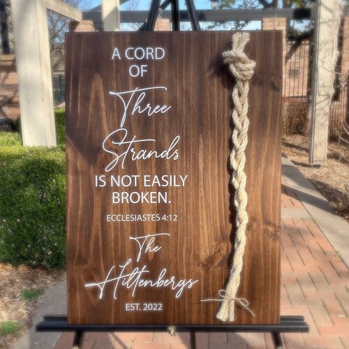 A Cord of Three Strands Wedding Sign 2 Natural Cords/1 White - Etsy