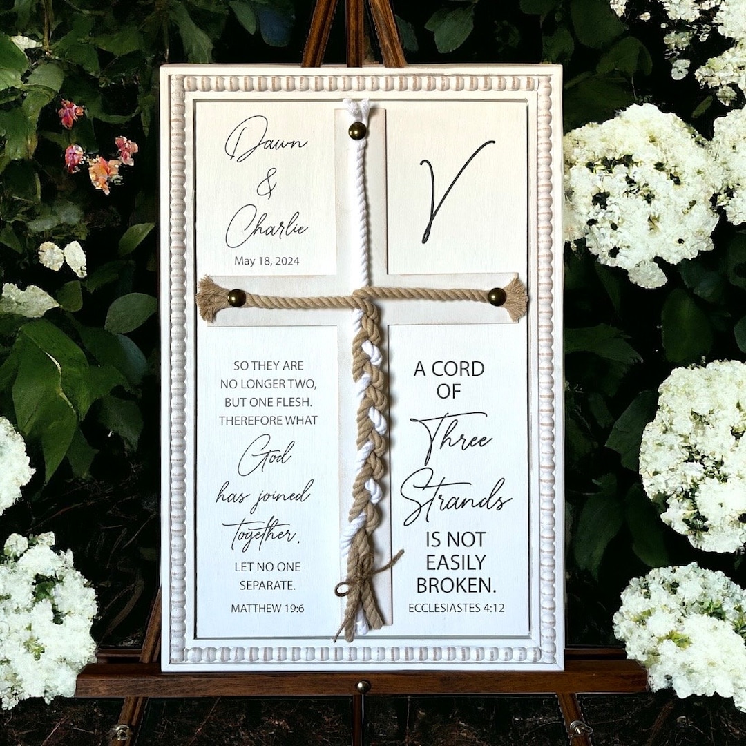 A Cord of Three Strands, Unity Wedding Sign, Rope Cross Unity Sign ...