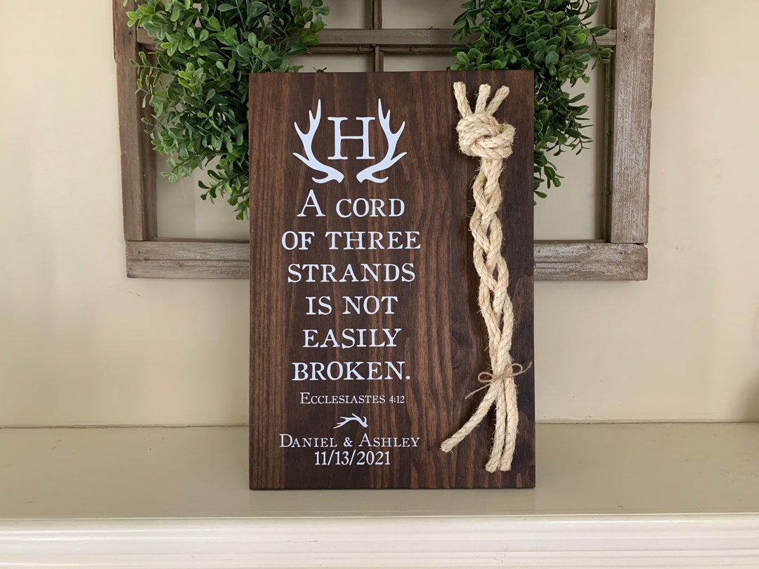 Rustic Cord of Three Strands Wedding Sign, Deer Antler, A Cord of 3 ...