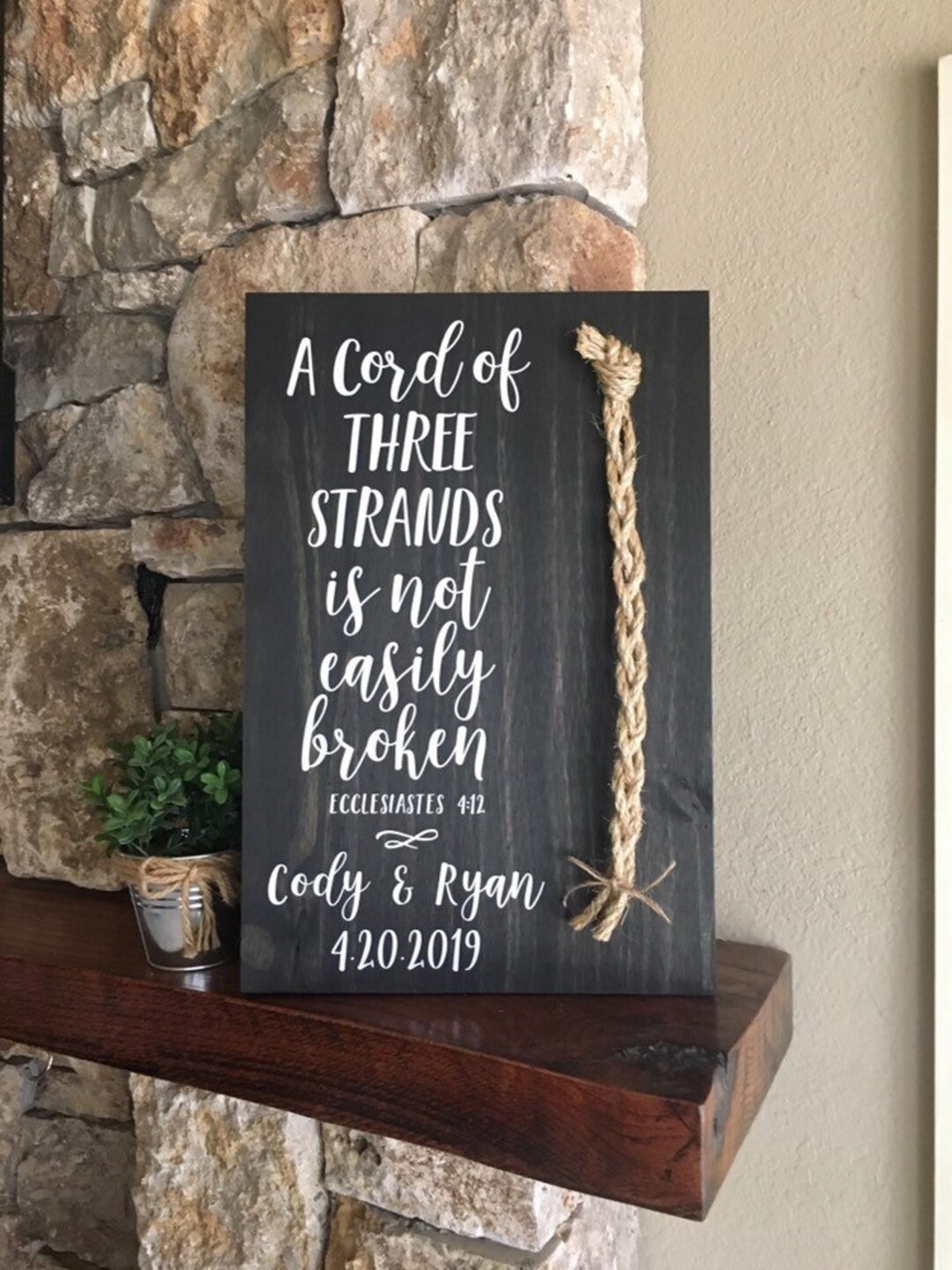 A Cord of Three Strands Wedding Sign, Ceremony Sign, A Cord of 3 ...