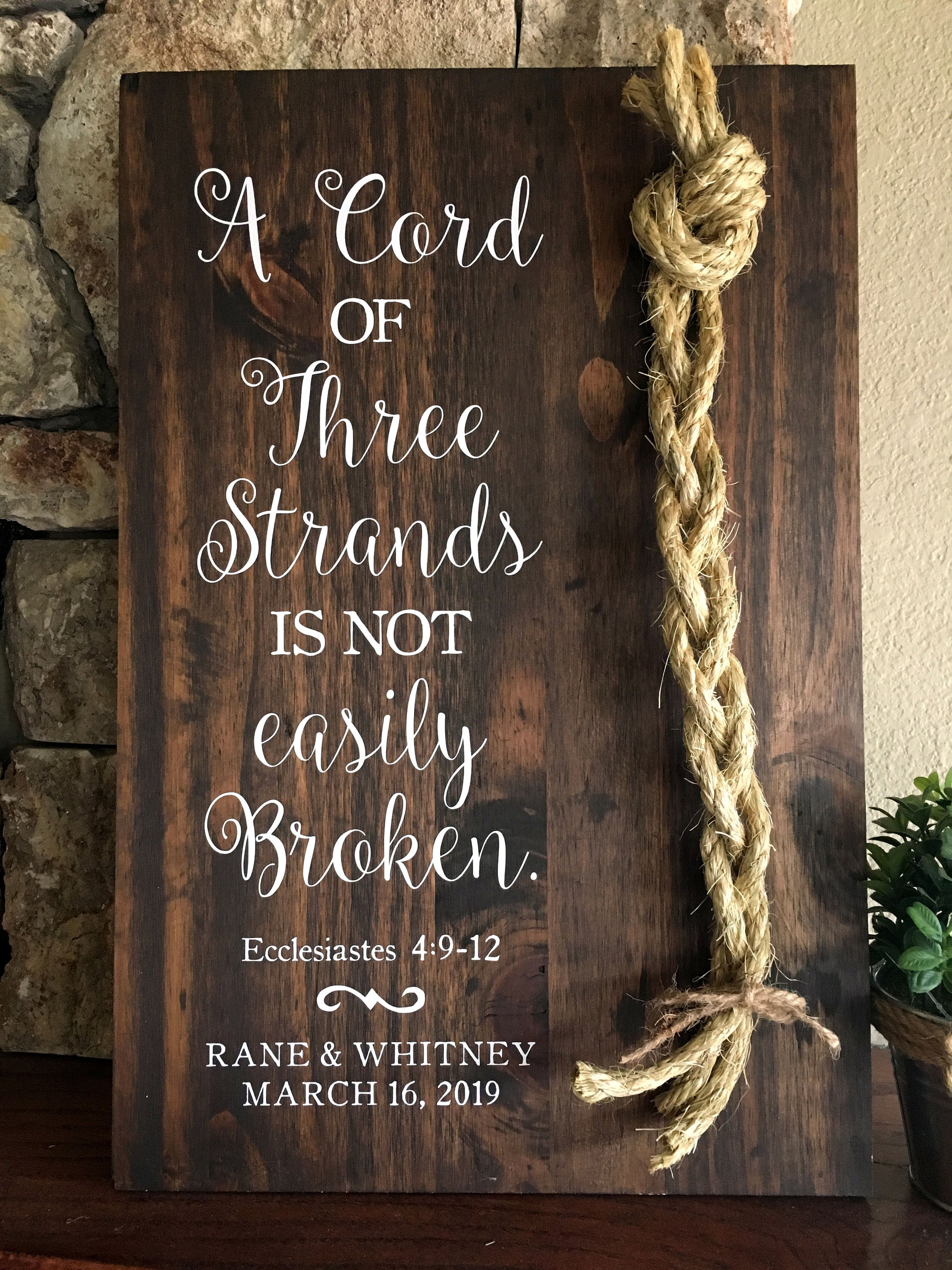 A Cord of Three Strands Wedding Sign Ceremony Sign A Cord of - Etsy