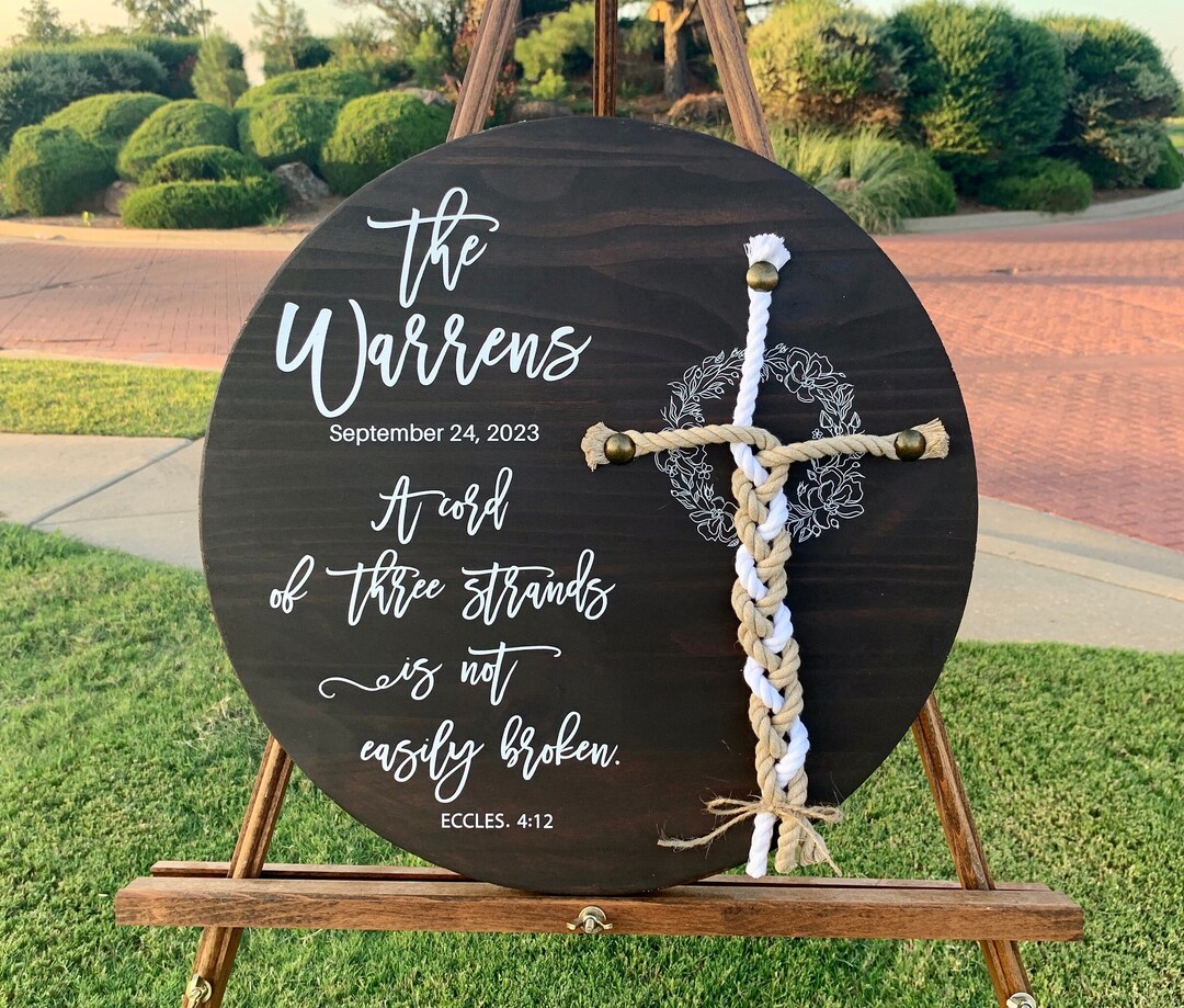 Round Unity Ceremony Sign, A Cord of Three Strands, Braided Wedding ...