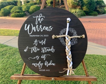 A Cord of Three Strands Unity Ceremony Idea Cross Braid Wedding Signage ...