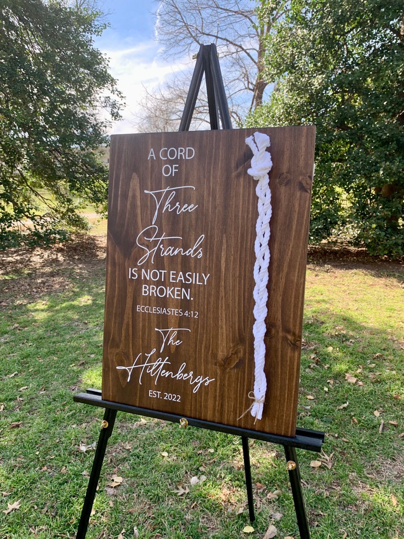 A Cord of Three Strands Wedding Sign White Cords Unity - Etsy
