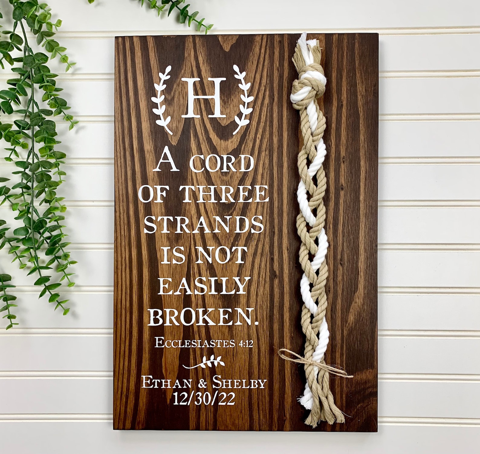 A Cord of Three Strands Wedding Sign 2 Natural Cords/1 White - Etsy