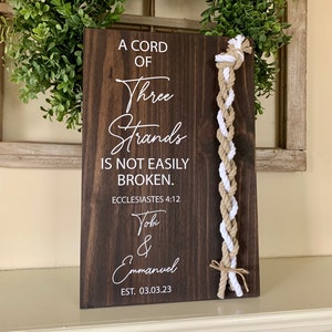 A Cord of Three Strands Wedding Sign 2 Natural 1 White Cord - Etsy
