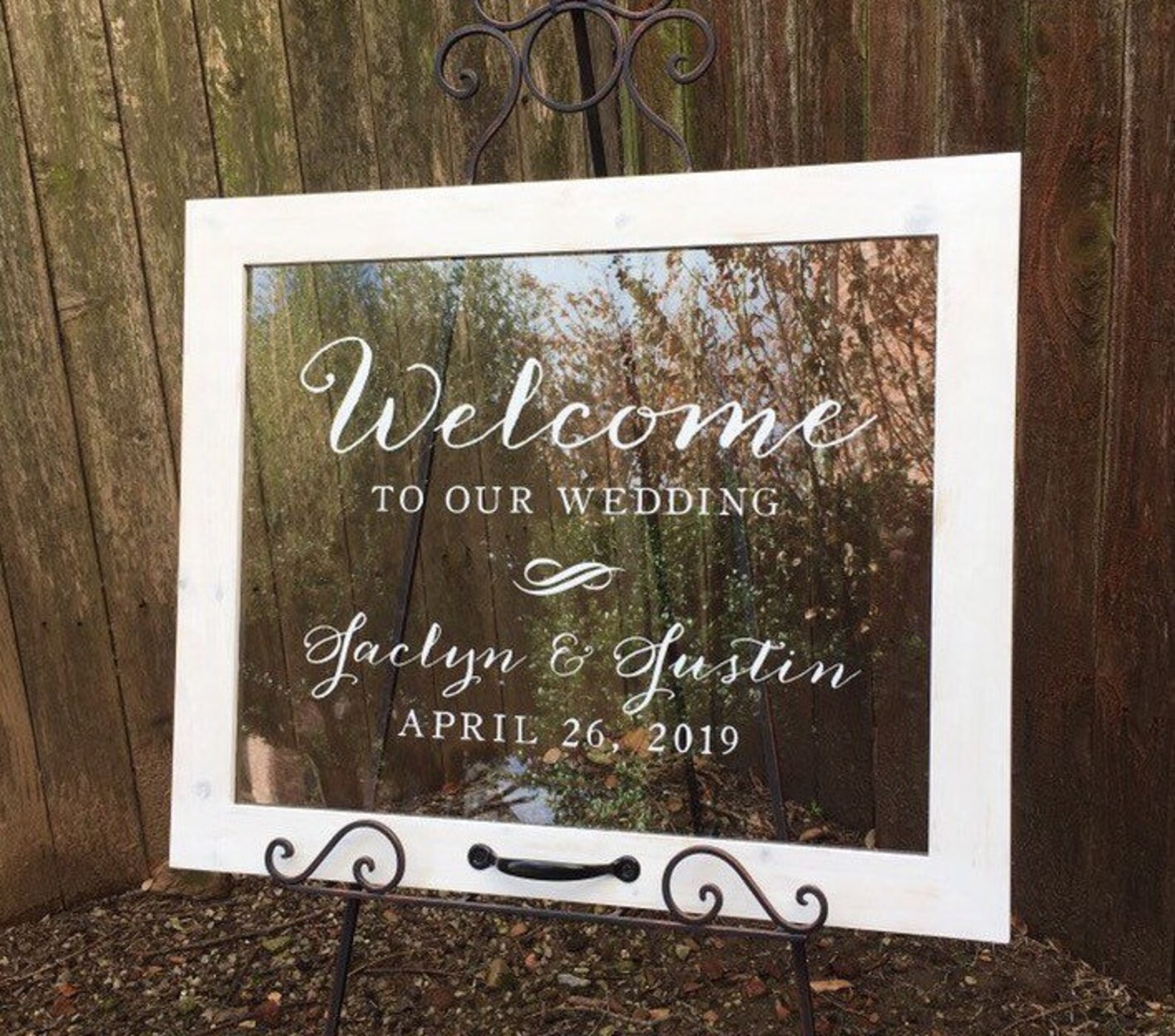 Acrylic Framed Wedding Sign, Welcome to Our Wedding With Names, Rustic ...