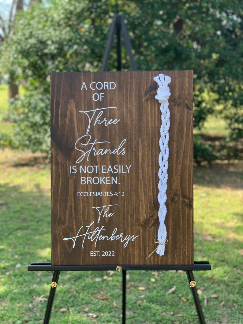 A Cord of Three Strands Wedding Sign White Cords Unity - Etsy