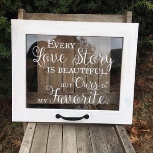 Farmhouse Window Sign: Love Story Decor, Distressed White Frame - Etsy