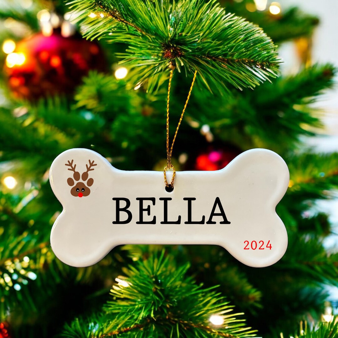 Personalized Ceramic Dog Bone Ornament | Custom Pet Name | Handmade ...