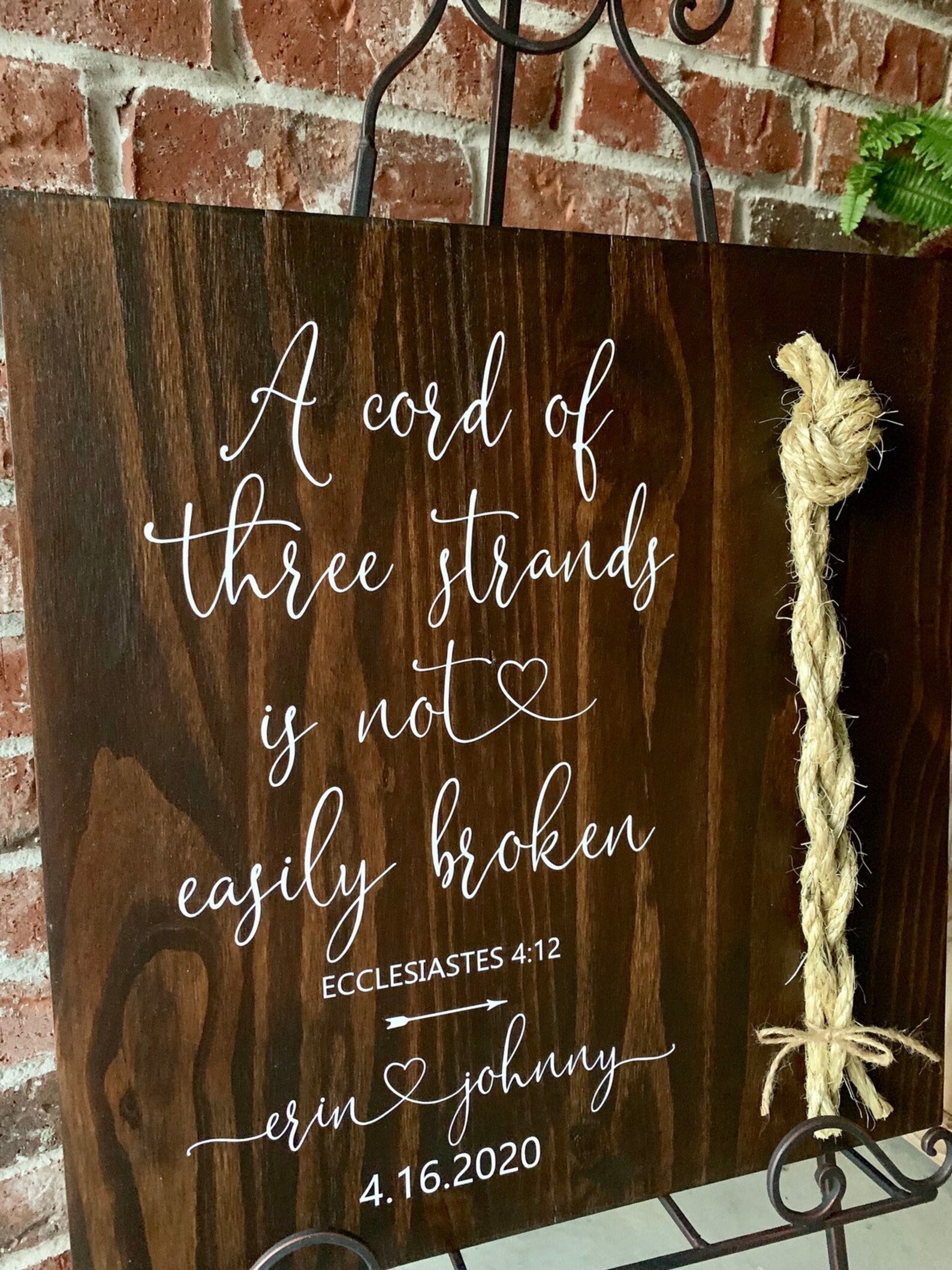A Cord of Three Strands Wedding Sign Ceremony Sign - Etsy
