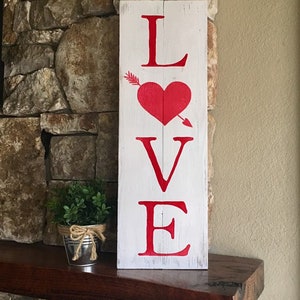 Rustic Wood Love Sign, Rustic Valentines Decor - Etsy