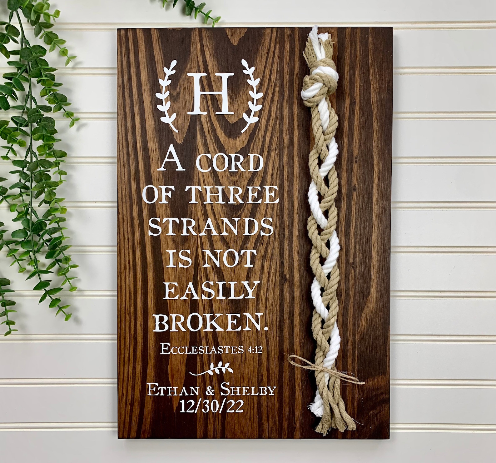 A Cord of Three Strands Wedding Sign 2 Natural Cords/1 White - Etsy