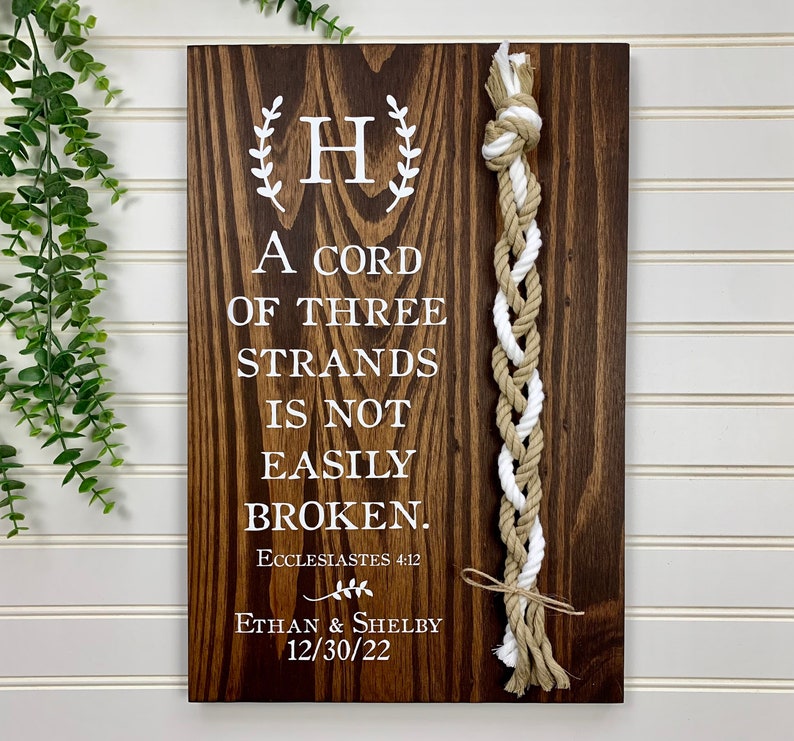A Cord of Three Strands Wedding Sign 2 Natural Cords/1 White - Etsy