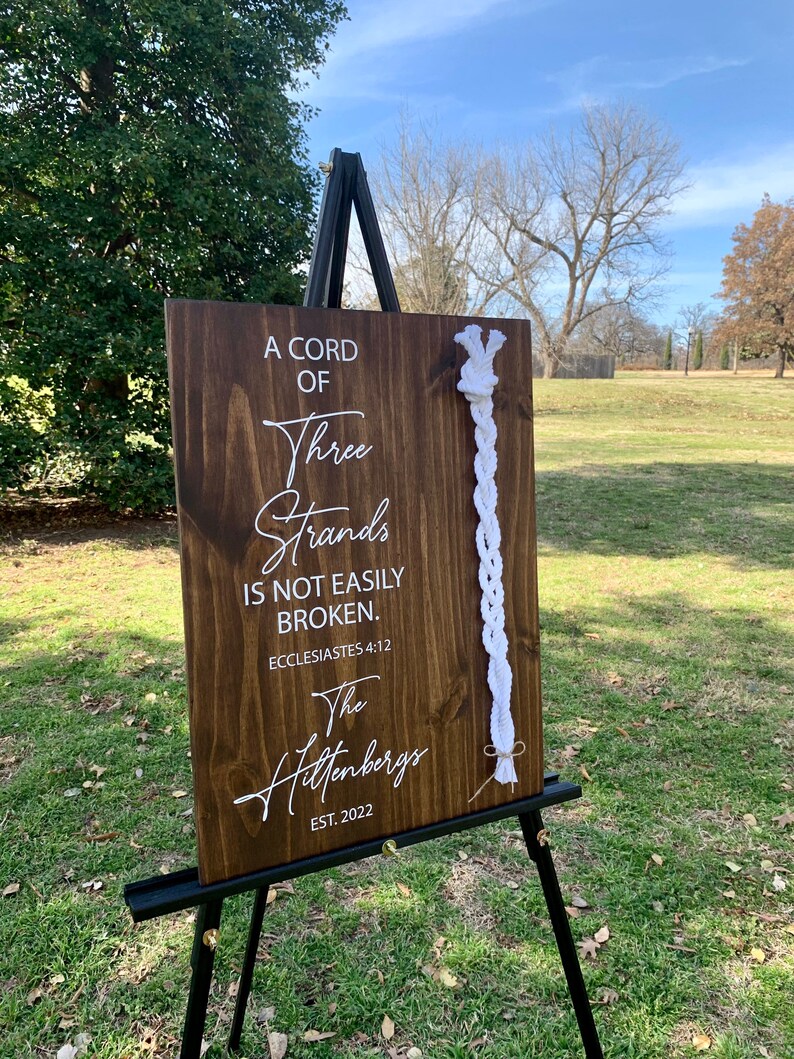 A Cord of Three Strands Wedding Sign White Cords Unity - Etsy