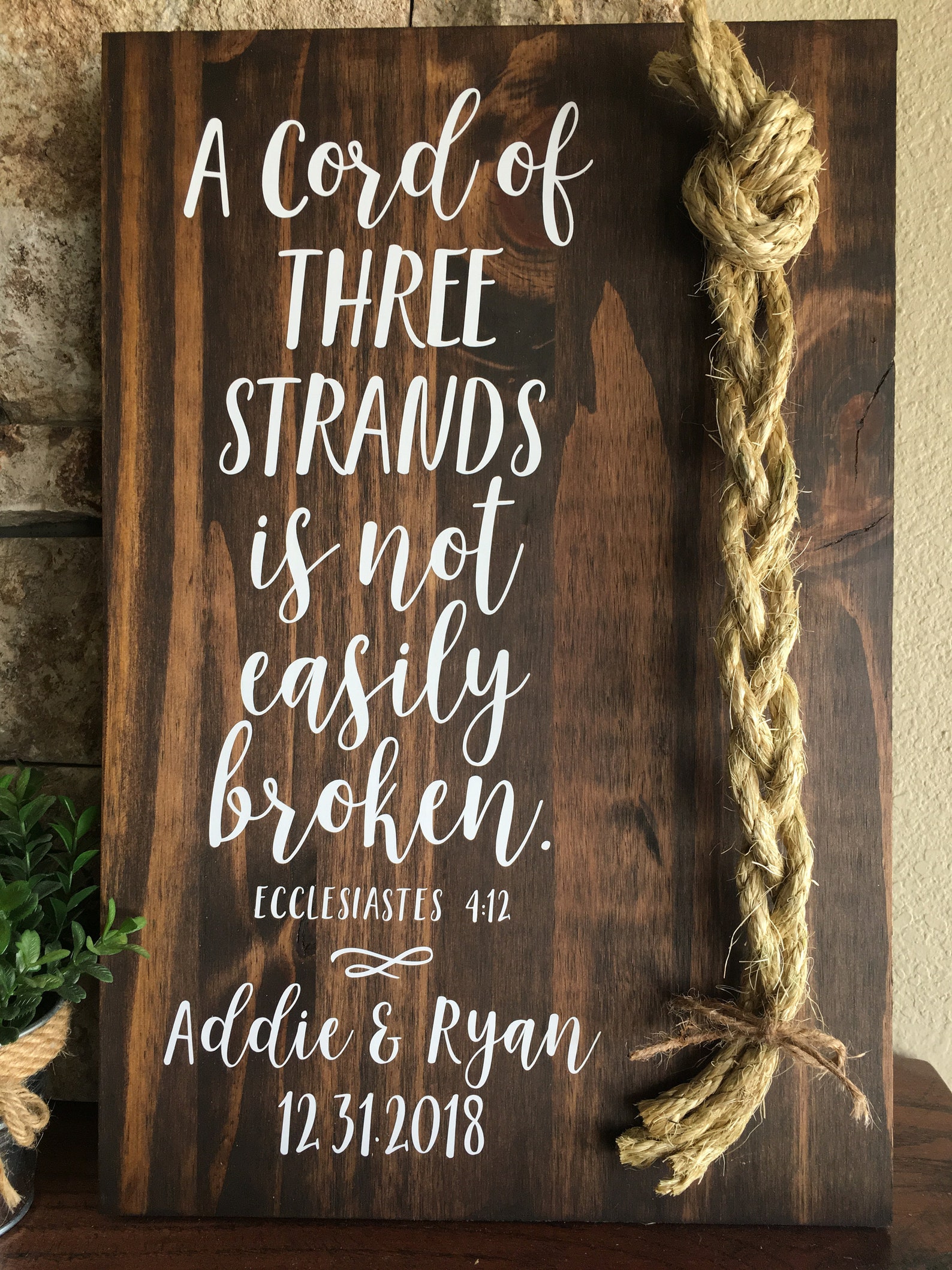 A Cord of Three Strands Wedding Sign Ceremony Sign A Cord of - Etsy