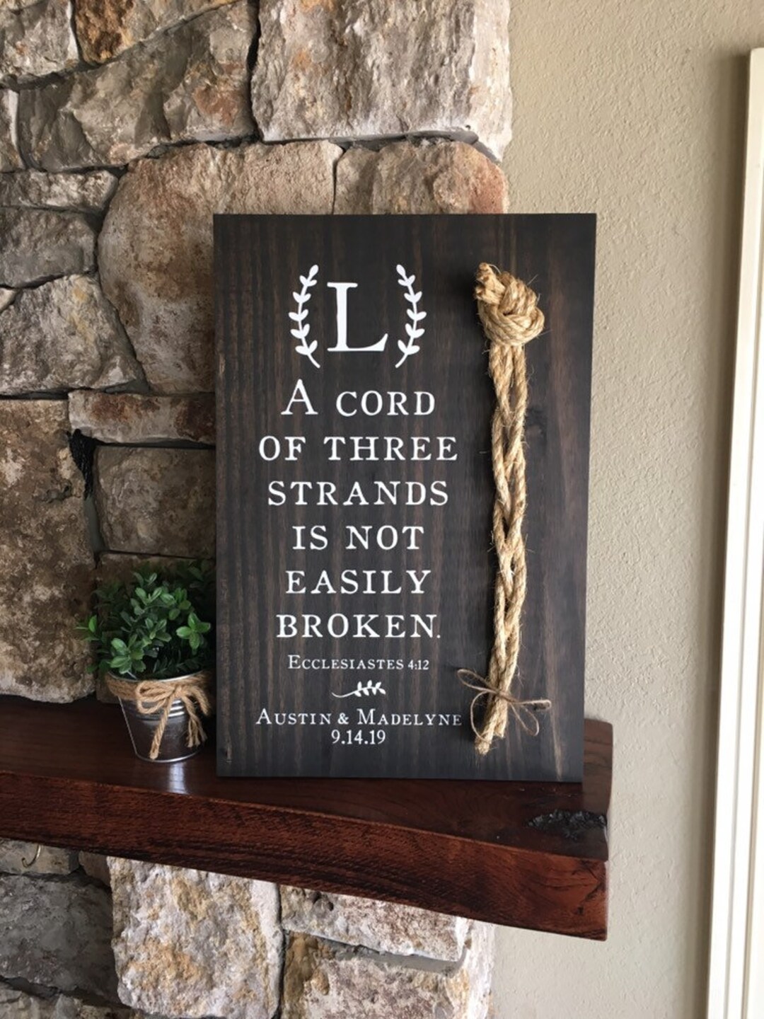 A Cord of Three Strands Wedding Sign, Ceremony Sign, A Cord of 3 ...