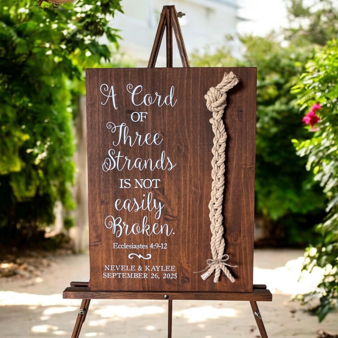 A Cord of Three Strands Wedding Sign, Unity Ceremony Sign, A Cord of 3 ...