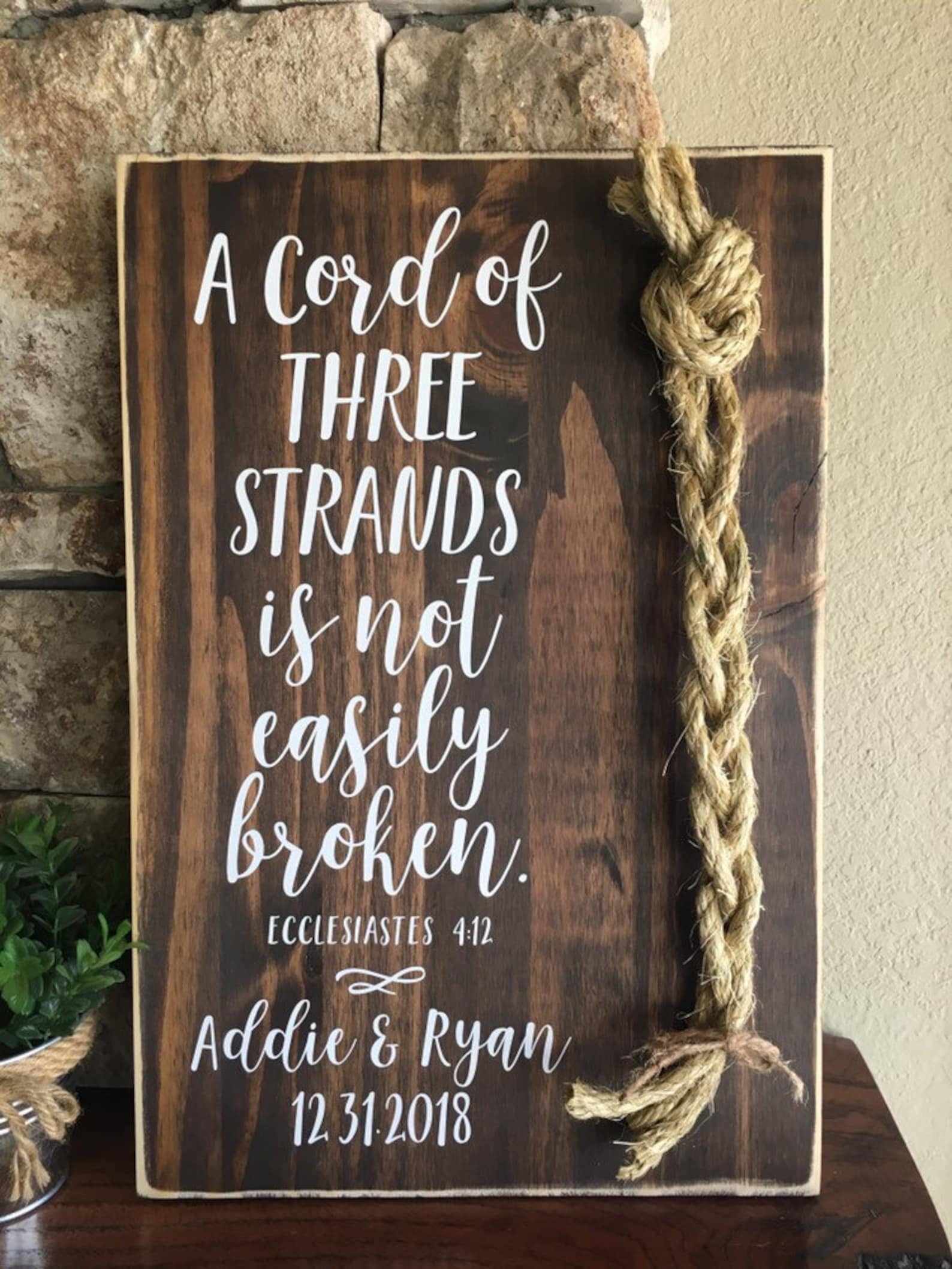 A Cord of Three Strands Wedding Sign, Ceremony Sign, A Cord of 3 ...
