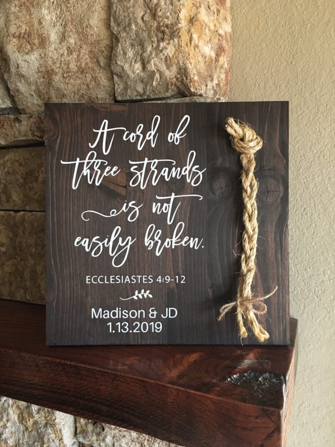 A Cord of Three Strands Wedding Sign, Ceremony Sign, A Cord of 3 ...