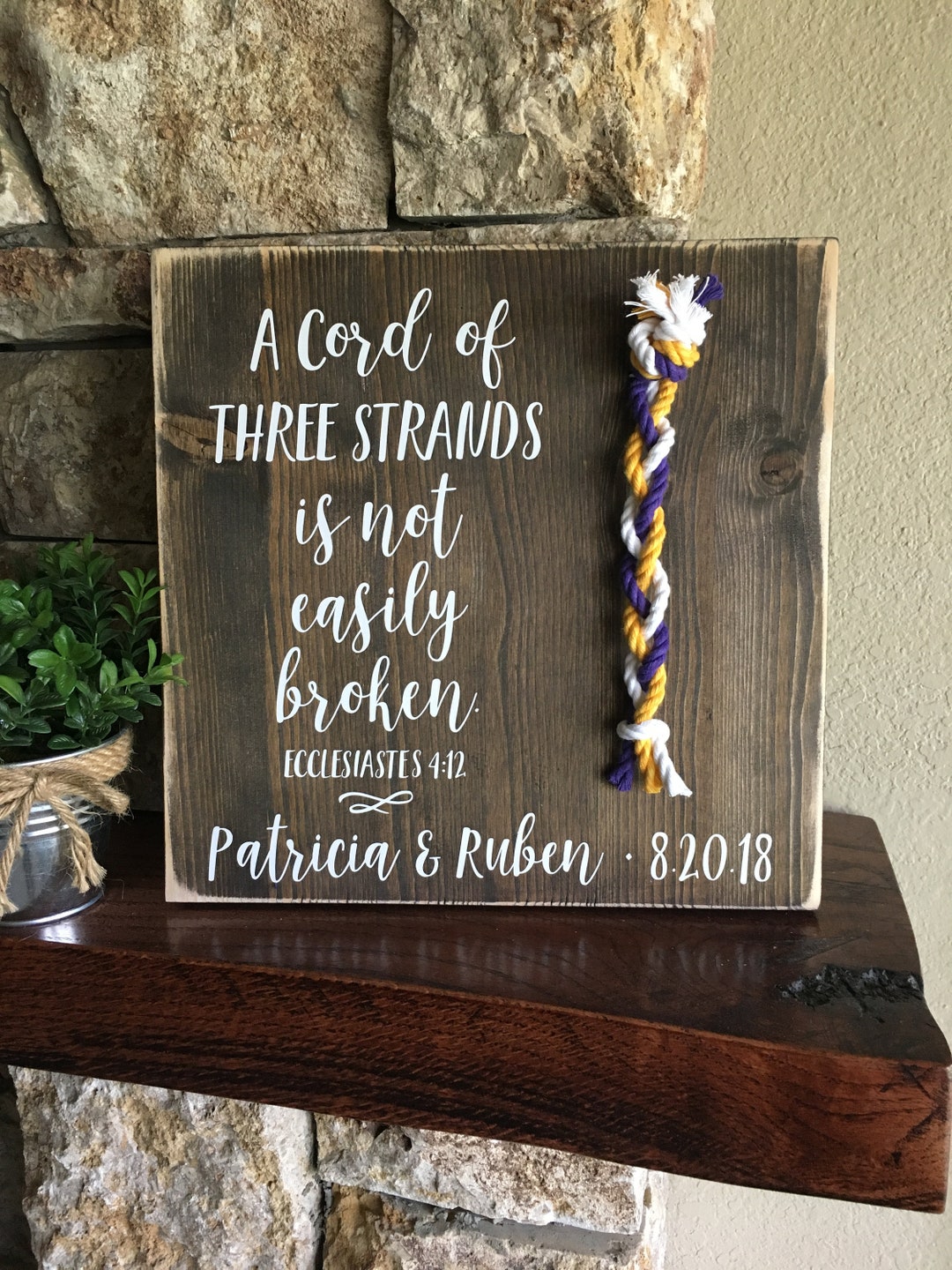 Personalized Wedding Cord Sign: Rustic Christian Gift - Etsy