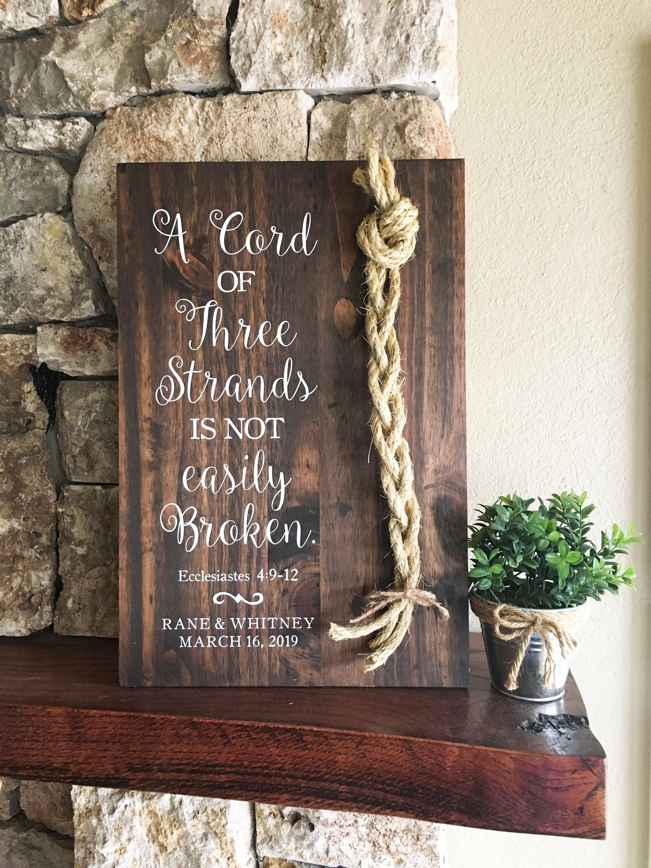 A Cord of Three Strands Wedding Sign Ceremony Sign A Cord of - Etsy