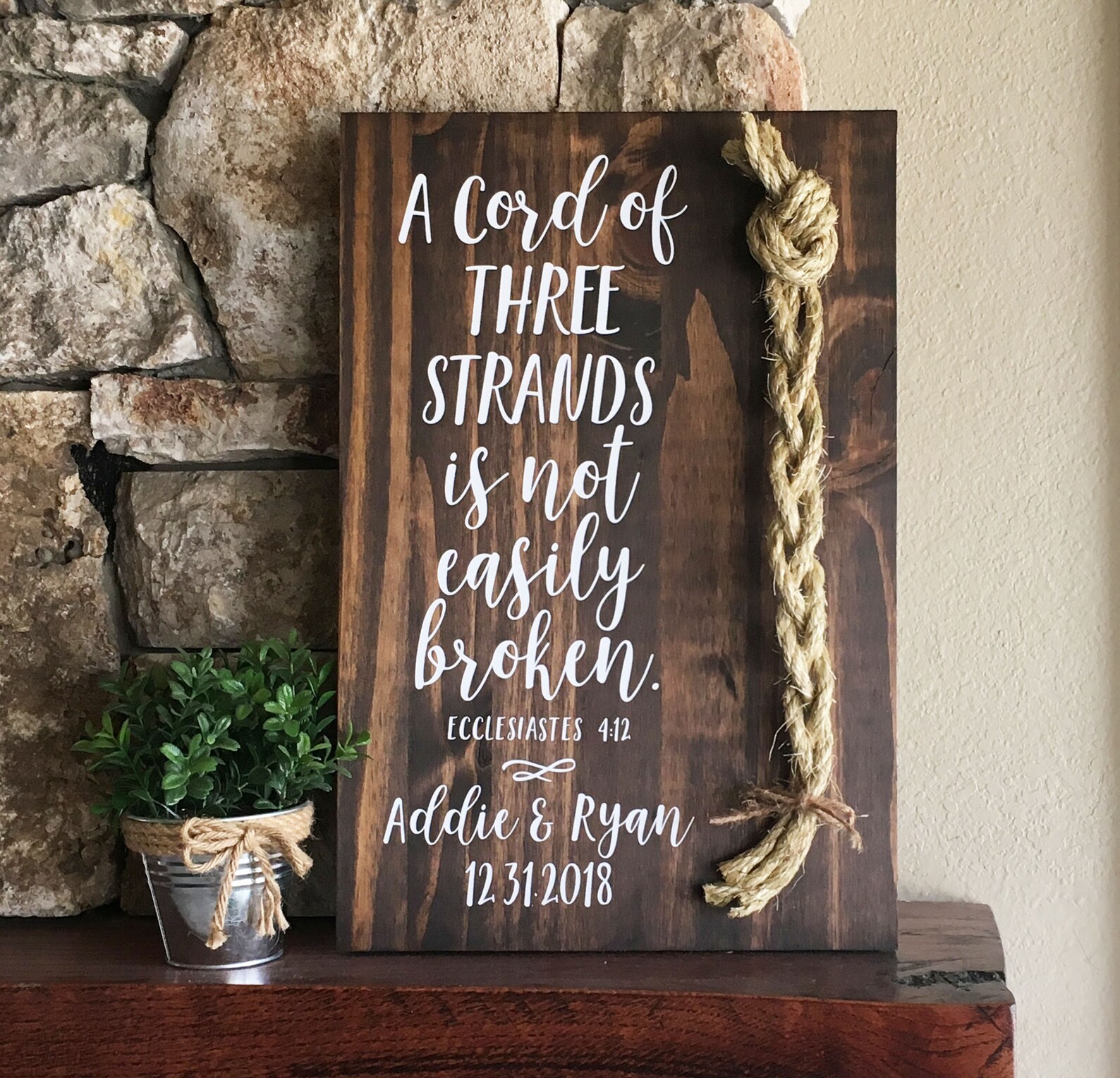 A Cord of Three Strands Wedding Sign, Ceremony Sign, A Cord of 3 ...