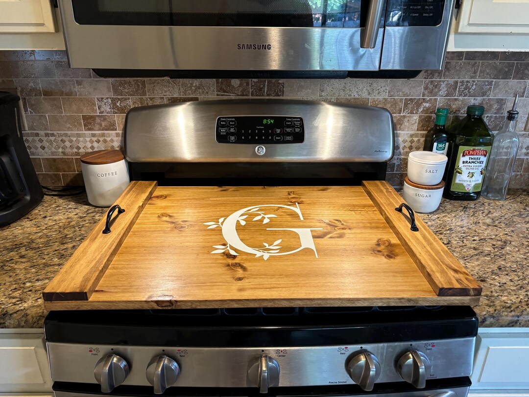 Stove Top Cover (traditional Cherry Stain Shown), White Monogram ...