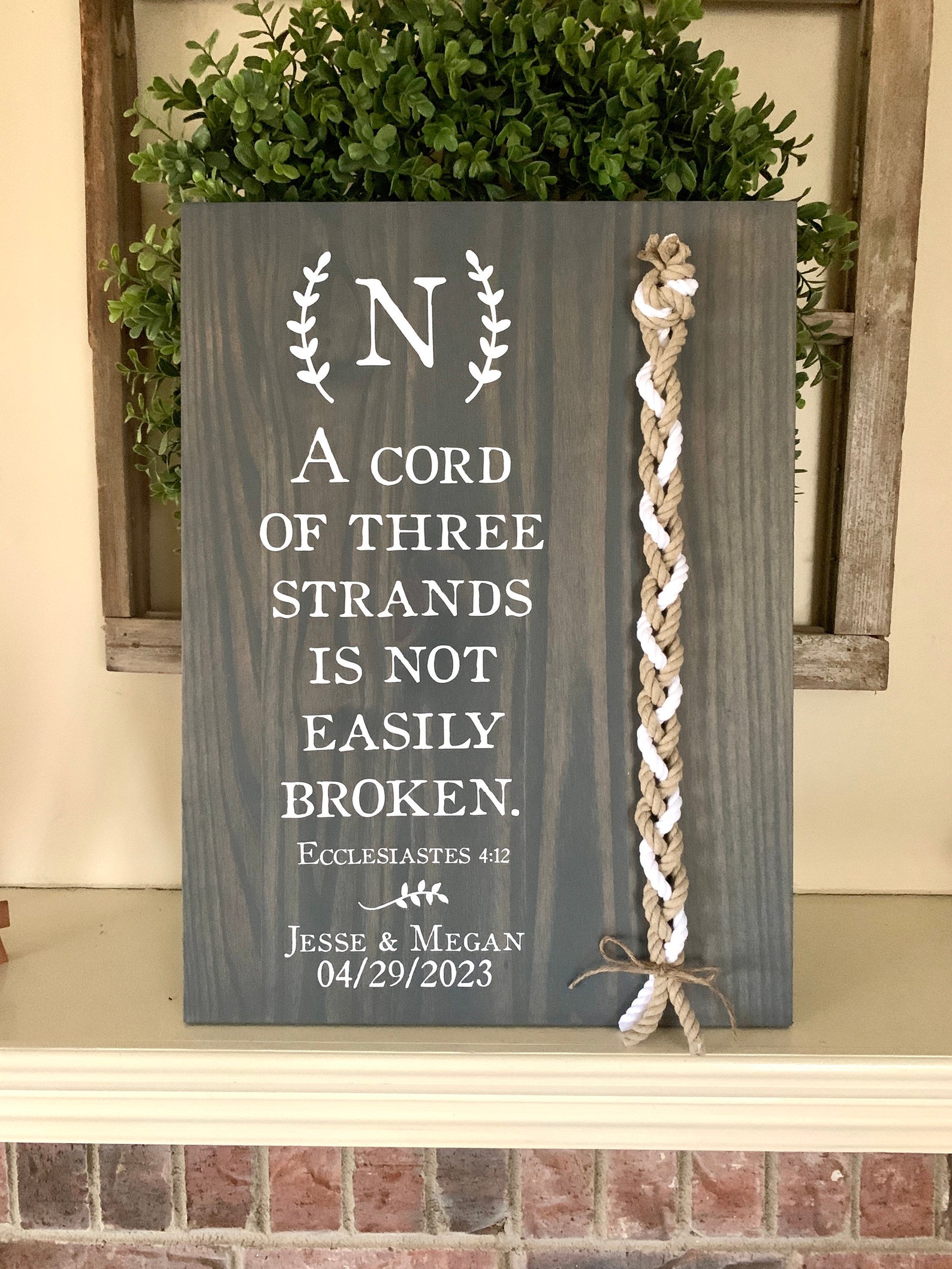A Cord of Three Strands Wedding Sign, 2 Natural Cords/1 White Cord ...
