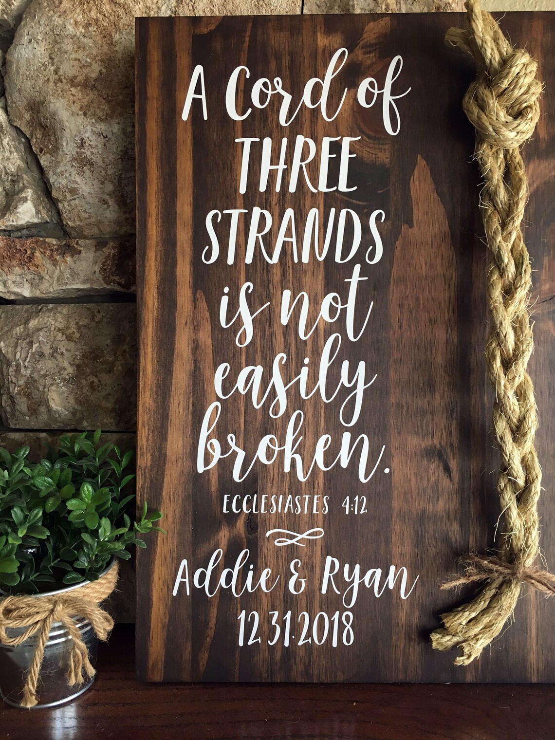 A Cord of Three Strands Wedding Sign Ceremony Sign A Cord of - Etsy
