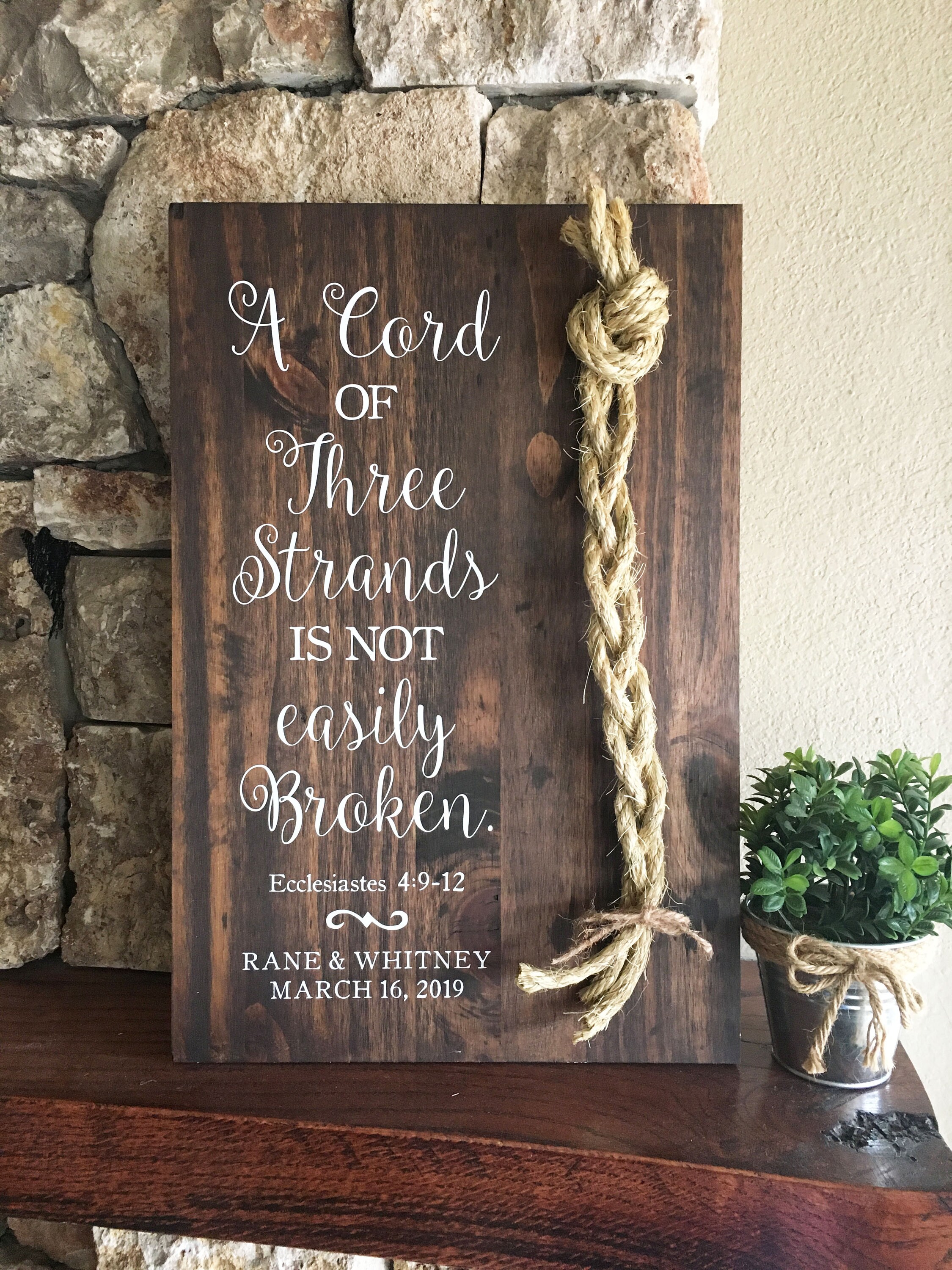 A Cord of Three Strands Wedding Sign Ceremony Sign A Cord of - Etsy