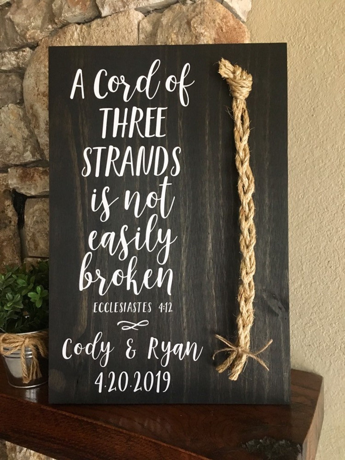 A Cord of Three Strands Wedding Sign, Ceremony Sign, A Cord of 3 ...