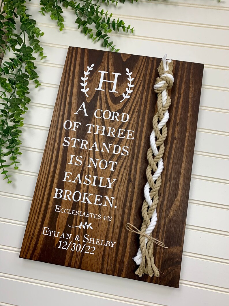 A Cord of Three Strands Wedding Sign 2 Natural Cords/1 White - Etsy