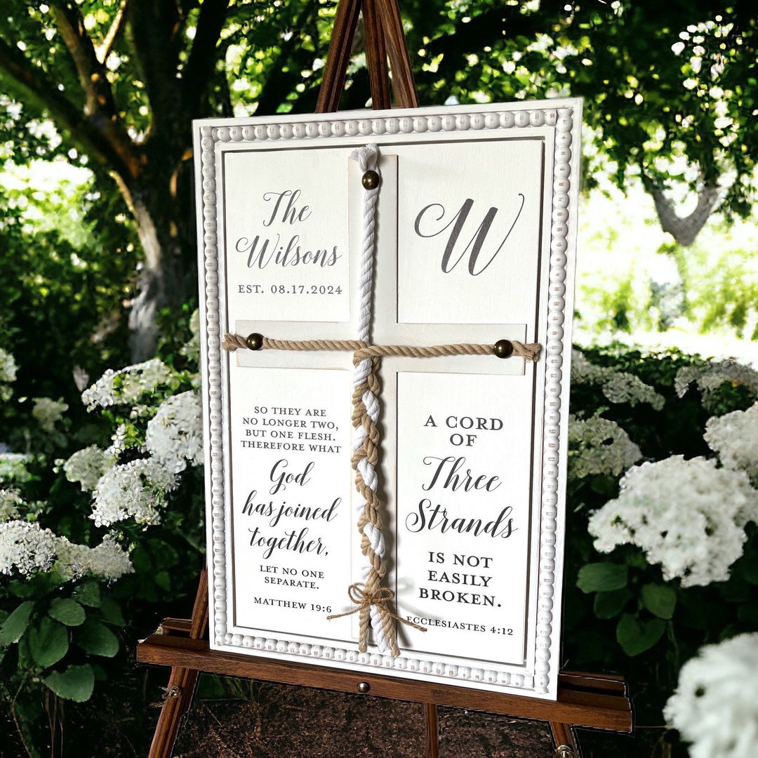 A Cord of Three Strands, Unity Wedding Sign, Rope Cross Unity Sign ...
