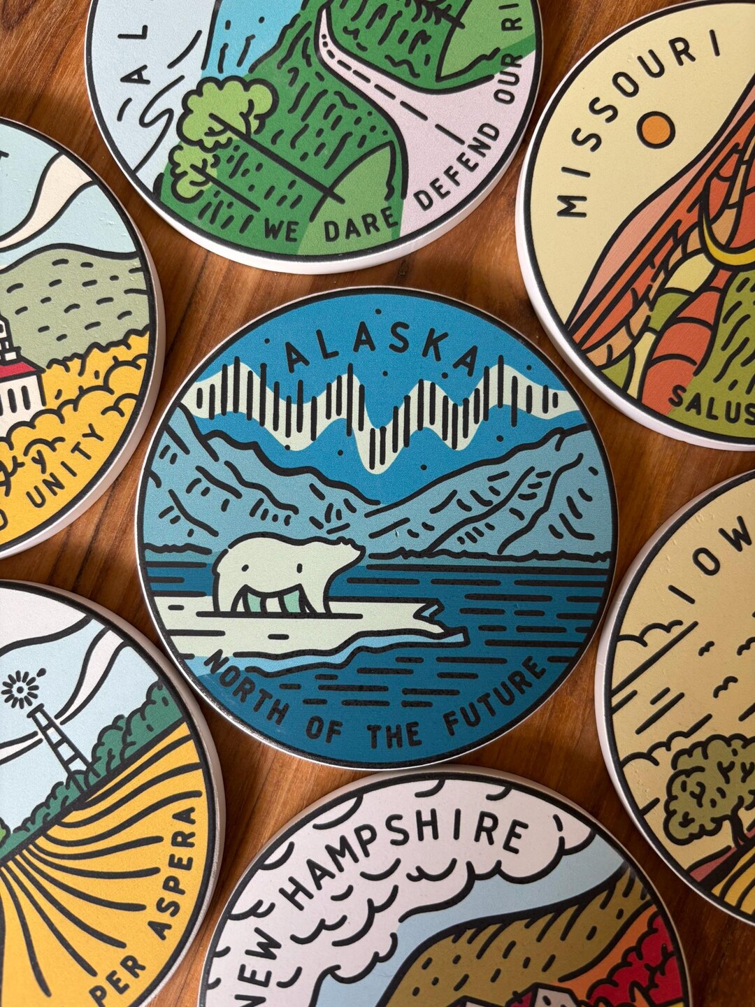 State Coaster Set | Ceramic Cork Backed | 50 States Available | Alaska ...