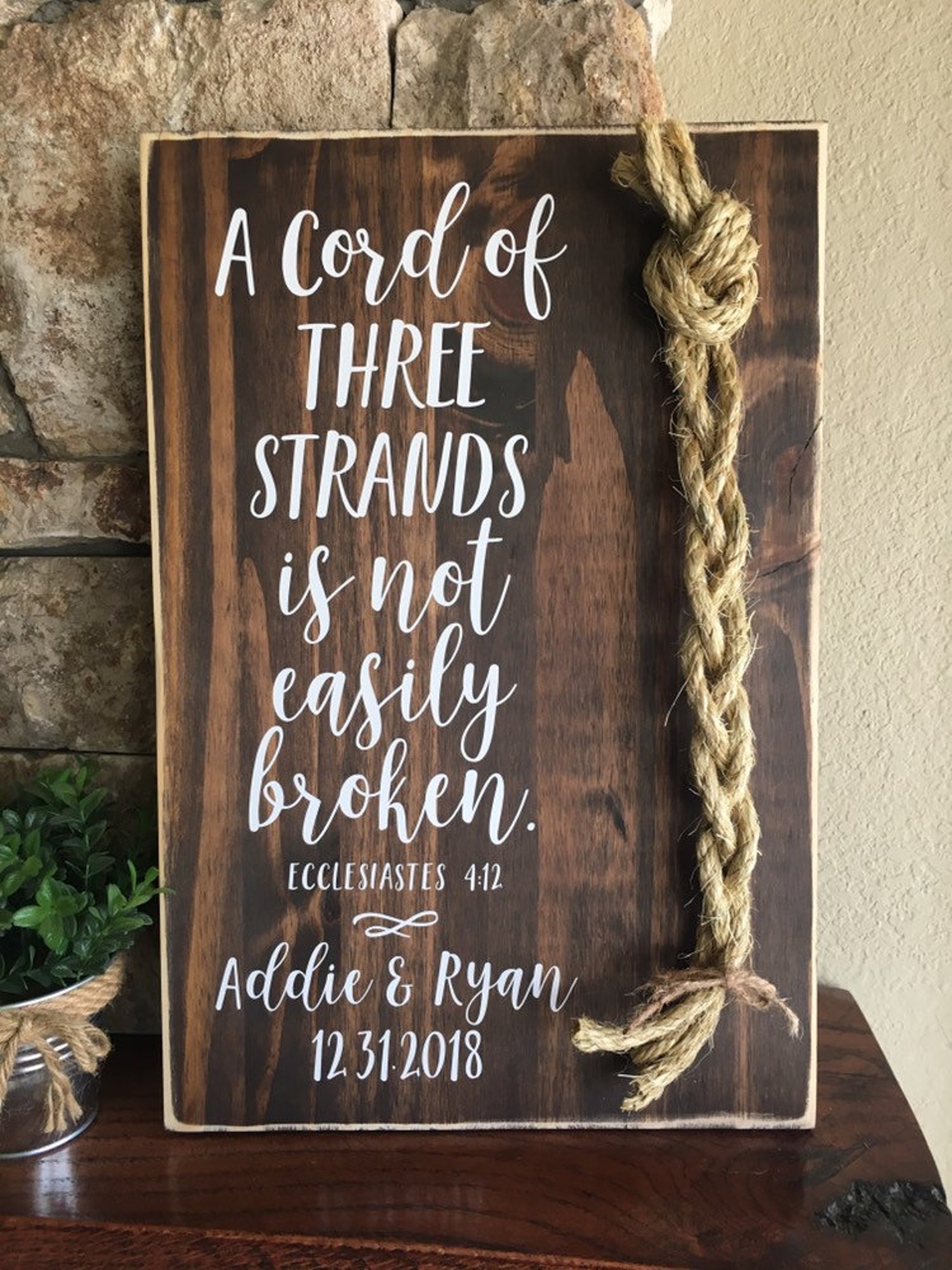 A Cord Of Three Strands Wedding Sign Ceremony Sign A Cord of | Etsy