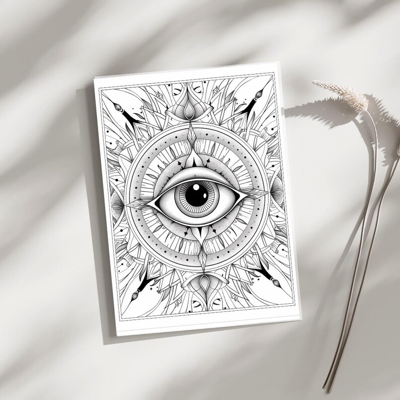 Mystic Eye Mandala Coloring Page – Sacred Geometry Printable, Spiritual ...