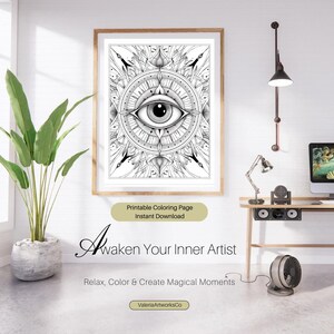 Mystic Eye Mandala Coloring Page – Sacred Geometry Printable, Spiritual ...