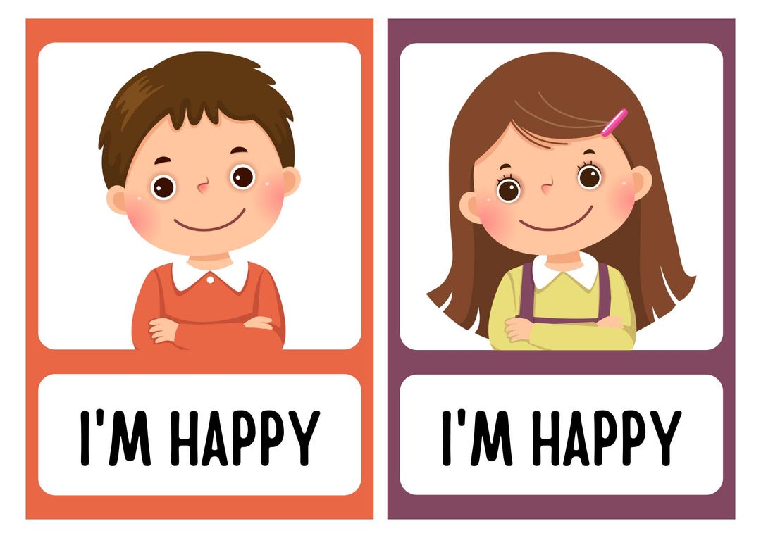 Printable Emotions Flashcards for Kids – Feelings Chart With Cute Faces ...